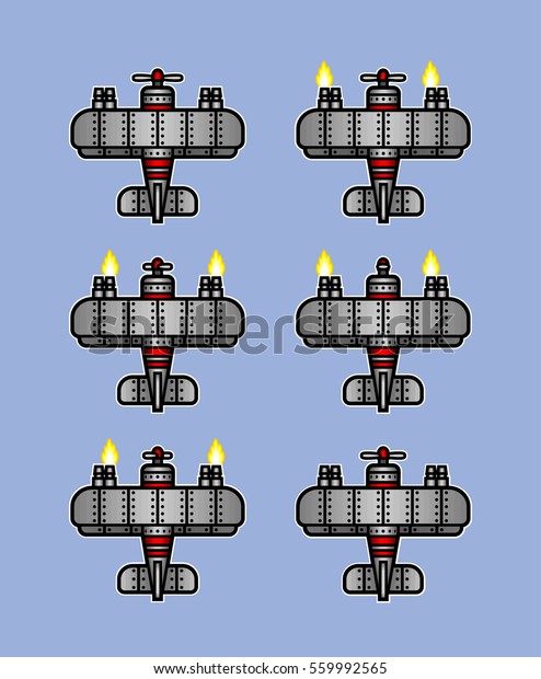 Small Iron Airplane Animation Sprite Sheet 스톡 벡터(로열티 프리) 559992565