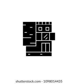 Small Office Building Black Icon Concept Stock Vector (Royalty Free ...