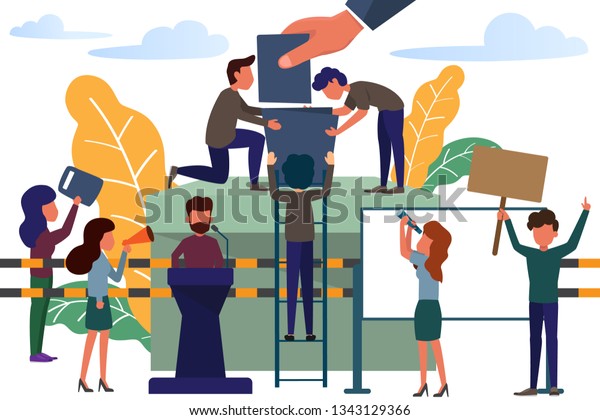 Small People Standing Near Big Voting Stock Vector (Royalty Free ...