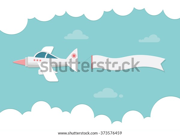 「Small Plane Carrying Banner Flat Vector」のベクター画像素材（ロイヤリティフリー） 373576459