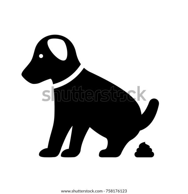 Small Pooping Dog Vector Silhouette Illustration 스톡 벡터(로열티 프리) 758176123