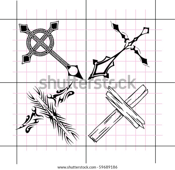 Small Religious Cross Design Collection Set 库存矢量图（免版税）59689186 ...