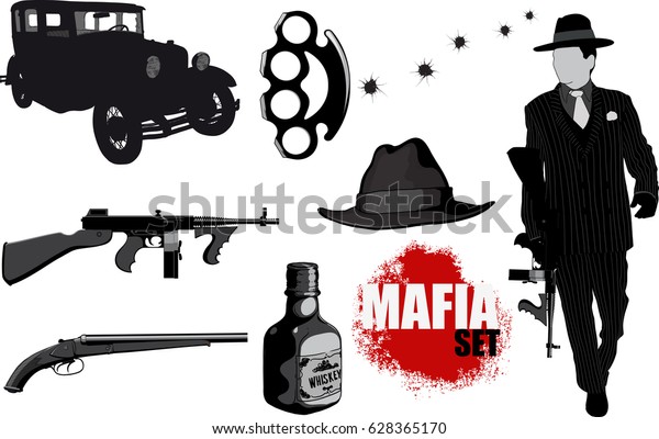 Small Set Gangster Accessories Great Depression Stock Vector (Royalty ...