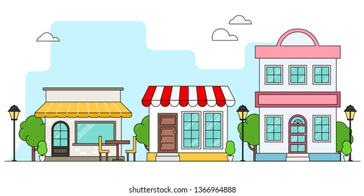 Small Shops Town: стоковая векторная графика (без лицензионных платежей ...
