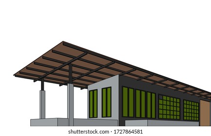 Small Single Story House 3d Sketch Stock Vector (Royalty Free ...