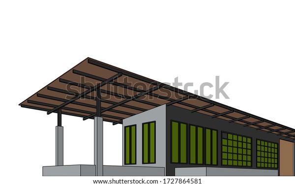Small Single Story House 3d Sketch Stock Vector (Royalty Free ...