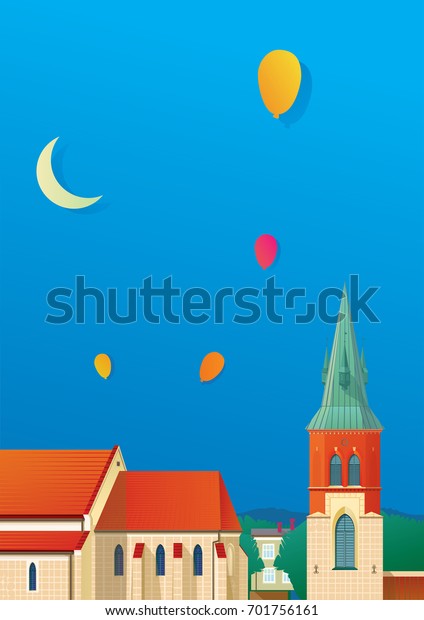 Small Town Urban Landscape Flat Design Stock Vector (Royalty Free ...