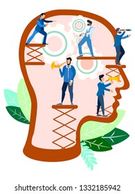 Small Workers Replace Organs Head Minimalist Stock Vector (Royalty Free ...