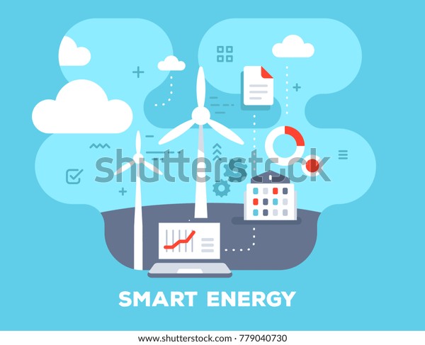 Smart Alternative Energy Concept On Blue Stock Vector (Royalty Free ...