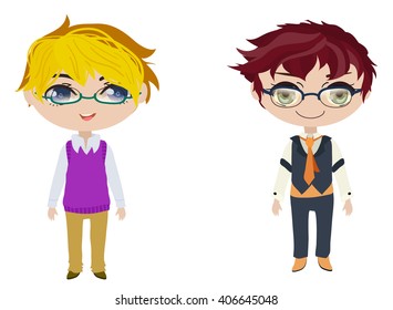 Smart Anime Boys Stock Vector (Royalty Free) 406645048