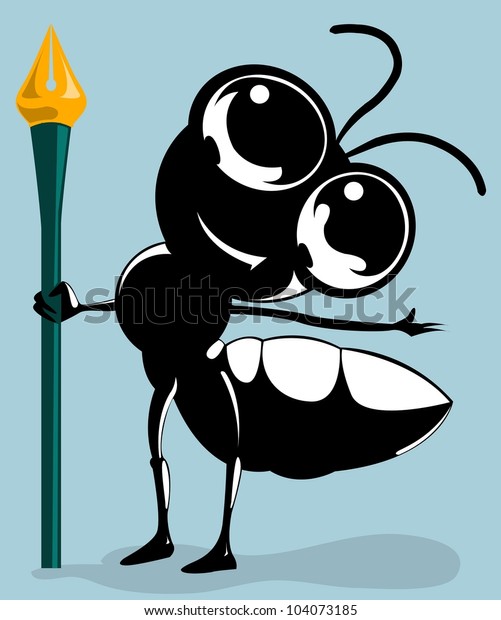 Smart Ant Holding Pen Stock Vector (Royalty Free) 104073185 | Shutterstock
