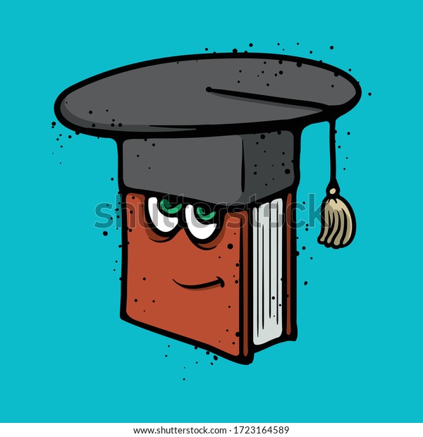Smart Book Character Wearing Graduation Hat Stock Vector (Royalty Free ...