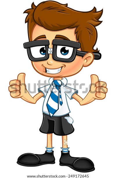 Vektor Stok Smart Boy Cartoon Character (Tanpa Royalti) 249172645 ...