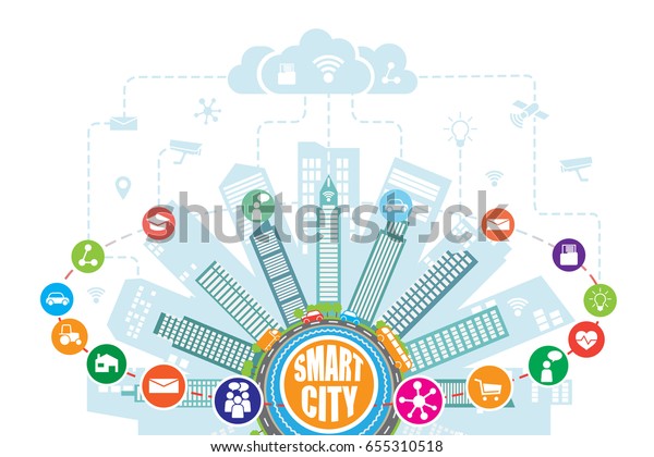 Smart City Advanced Intelligent Services Augmented: vetor stock (livre ...