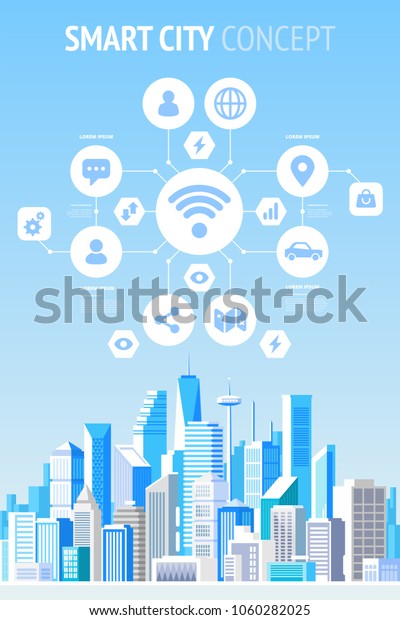 Smart City Concept Infographics Vector Illustration Stock Vector ...