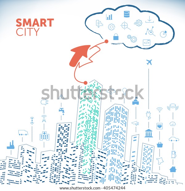 Smart City Concept On White Background Stock Vector (Royalty Free ...