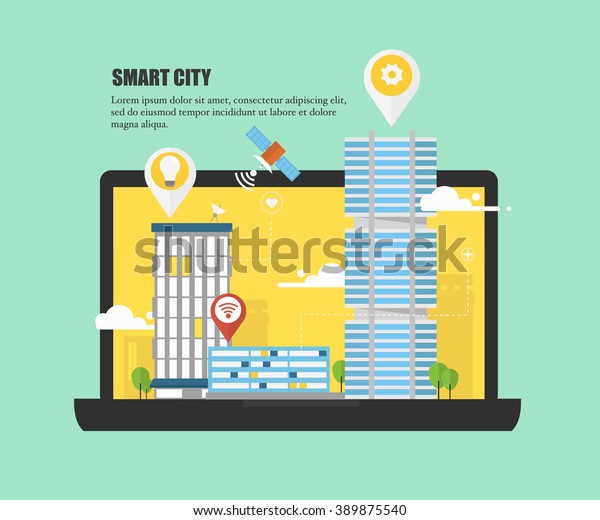 Smart City Future Urban Areas Concept Stock Vector (Royalty Free ...