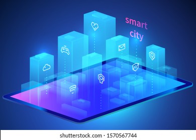Smart City Mobile Device Isometric Concept Stock Vector (Royalty Free ...