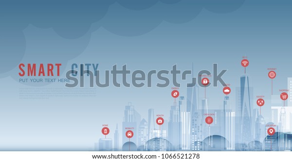 Smart City Smart Services Icons Internet Stock Vector (Royalty Free ...