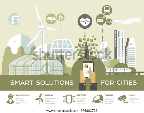 Smart City Vector Illustration City Landscape Stock Vector (Royalty ...