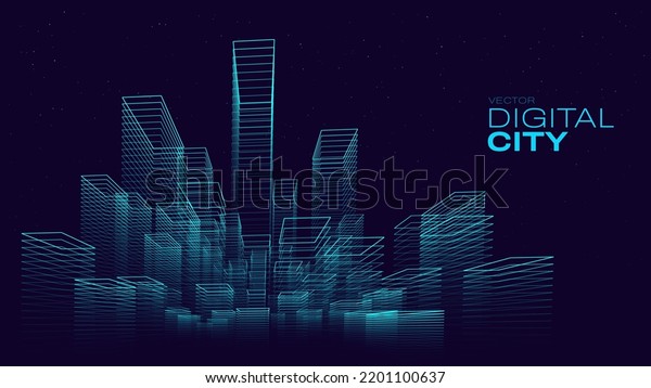 Smart Digital City Concept Urban Architecture Stock Vector (Royalty ...