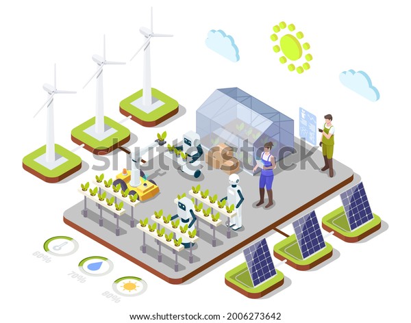 Smart farming infographic, flat vector isometric illustration. Smart ...