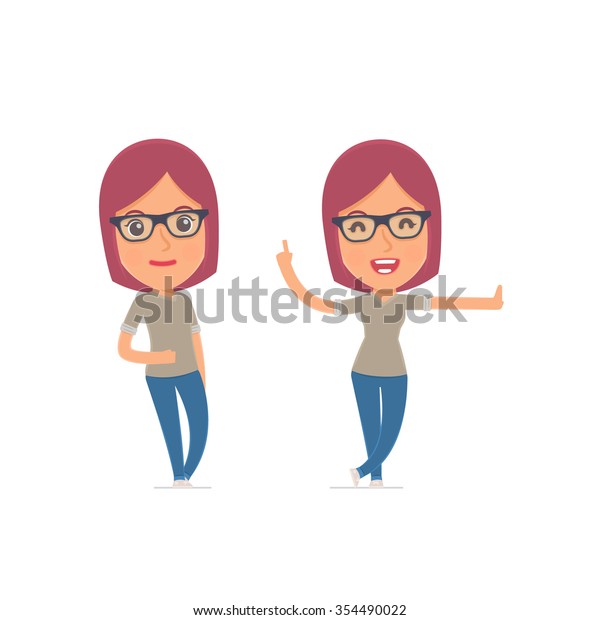 Smart Funny Character Girl Designer Leaned Stock Vector (Royalty Free ...