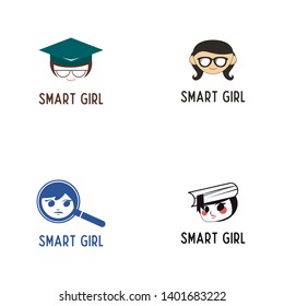 Smart Girl Logo Design Vector Template Stock Vector (Royalty Free ...