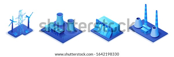 Smart Grid 3d Isometric Icon Set Stock Vector (Royalty Free) 1642198330 ...