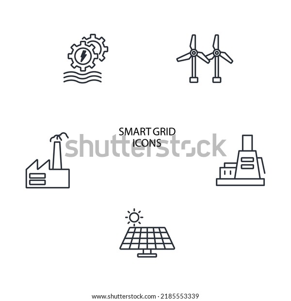 Smart Grid Network Icons Set Smart Stock Vector (Royalty Free ...
