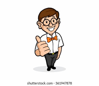 Smart Guy Thumbs Character Illustration Logo Stock Vector (Royalty Free) 361947878 | Shutterstock
