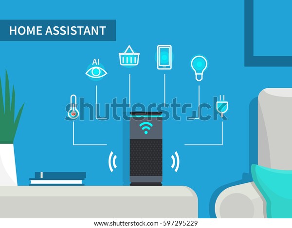 Smart Home Assistant 개념자동화 시스템벡터 그림 스톡 벡터(로열티 프리) 597295229