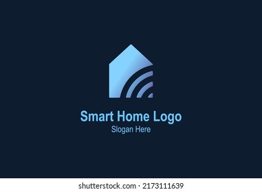 Smart Home Logo Vector On Blue Stock Vector (Royalty Free) 2173111639 | Shutterstock
