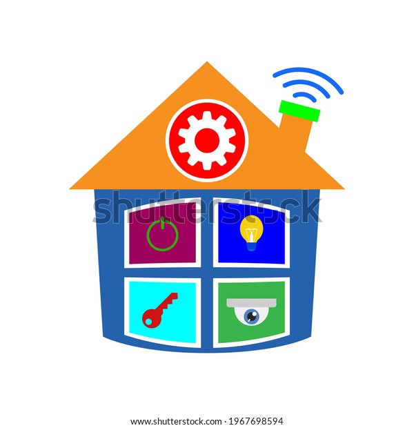 Smart Home Template Design Wifi Cogwheel Stock Vector (Royalty Free ...