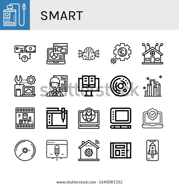 Smart Icon Set Collection Power Bank Stock Vector (Royalty Free ...
