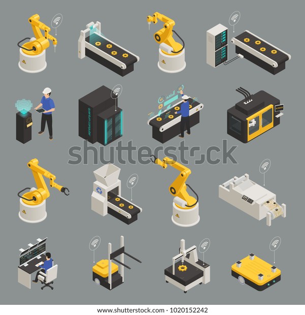 Smart Industry Intelligent Manufacturing Technologies 3d Stock Vector ...