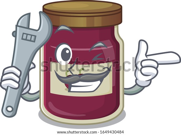 Smart Mechanic Plum Jam Cartoon Character Stock Vector (Royalty Free ...