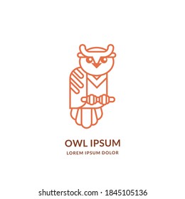 Smart Owl Line Art Logo Emblem Stock Vector (Royalty Free) 1845105136 ...