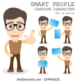 Set Cartoon Business Man Presentation Vector Stock Vector (Royalty Free ...