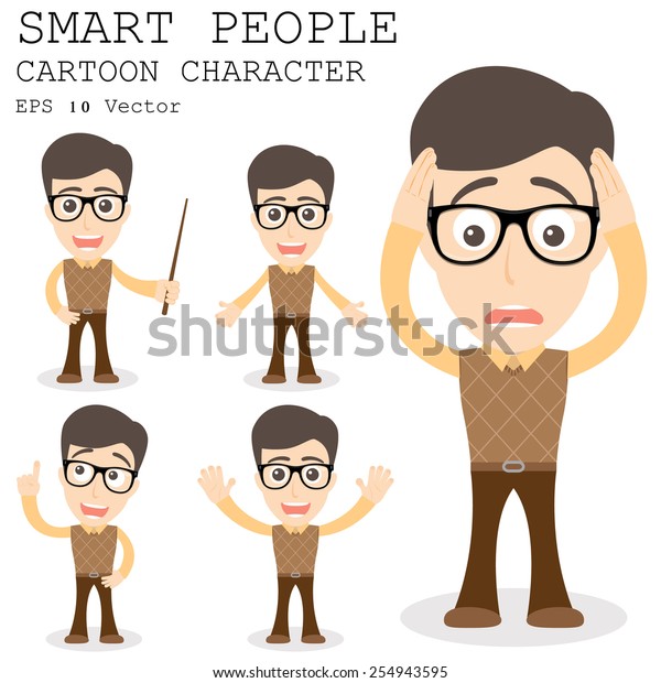 Smart People Cartoon Character Eps 10: wektor stockowy (bez tantiem ...