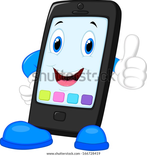 Smart Phone Cartoon Thumb Stock Vector (Royalty Free) 166728419