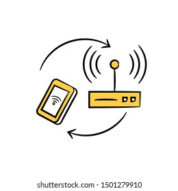 Smart Phone Connect Router Network Icon Stock Vector (Royalty Free ...