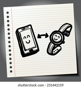 Smart Phone Mobile Doodle Stock Vector (Royalty Free) 231442159