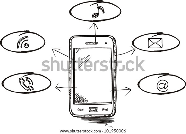 Smart Phone Mobile Doodle Style Stock Vector (Royalty Free) 101950006