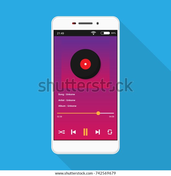 Smart Phone Music Player Control Display Stock Vector (Royalty Free ...