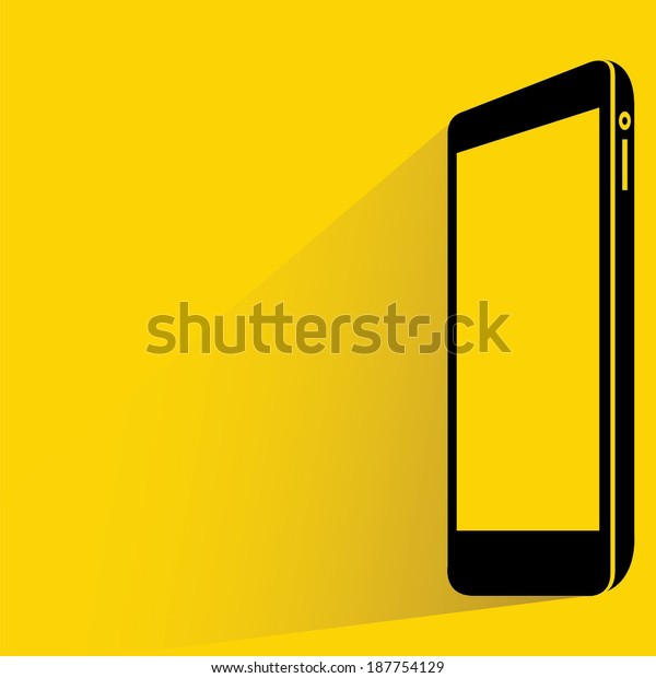 Smart Phone On Yellow Background Shadow Stock Vector (Royalty Free ...