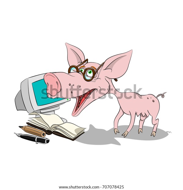 Smart Piglet Put On His Glasses Stock Vector (Royalty Free) 707078425 ...