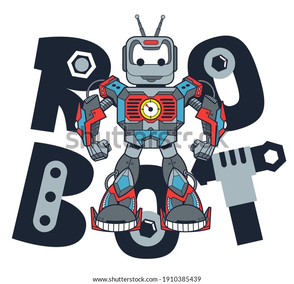 Smart Robot Cartoon Isolated On White Stock Vector (Royalty Free ...