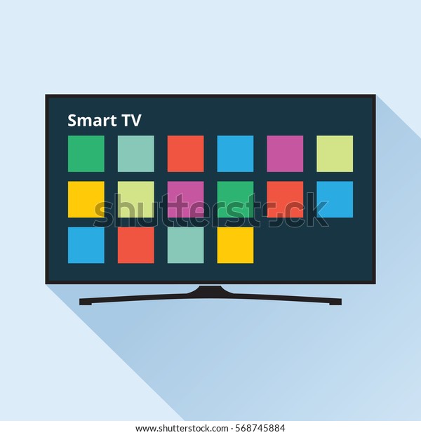 Icono de Smart TV en estilo plano. Pantalla LED con coloridos botones ...