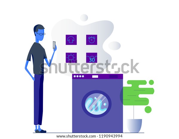 Smart Washing Machine 2d Stock Vector (Royalty Free) 1190943994 ...